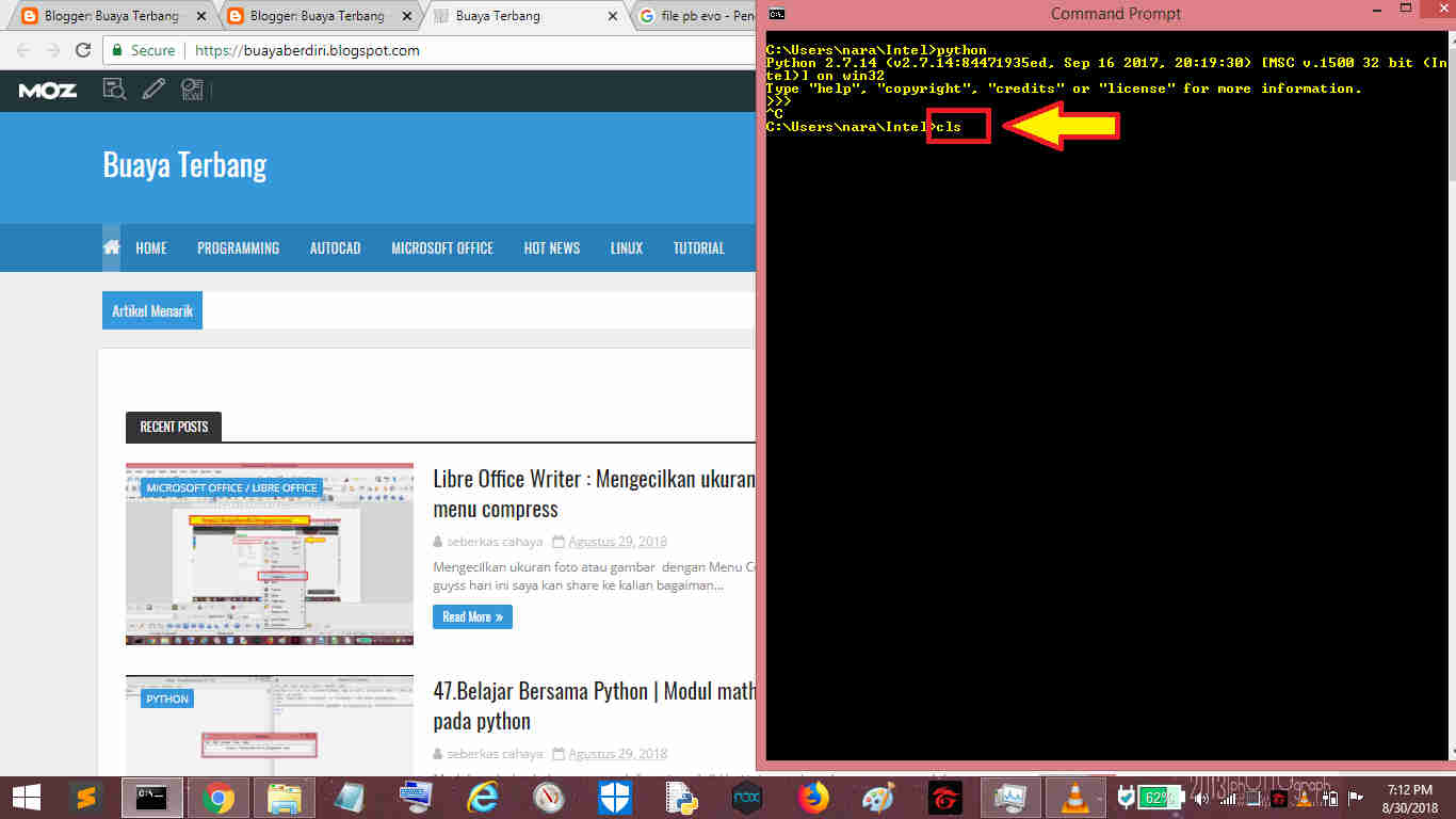 Perintah CMD Windows : Menghapus atau membersikan command pada layar CMD