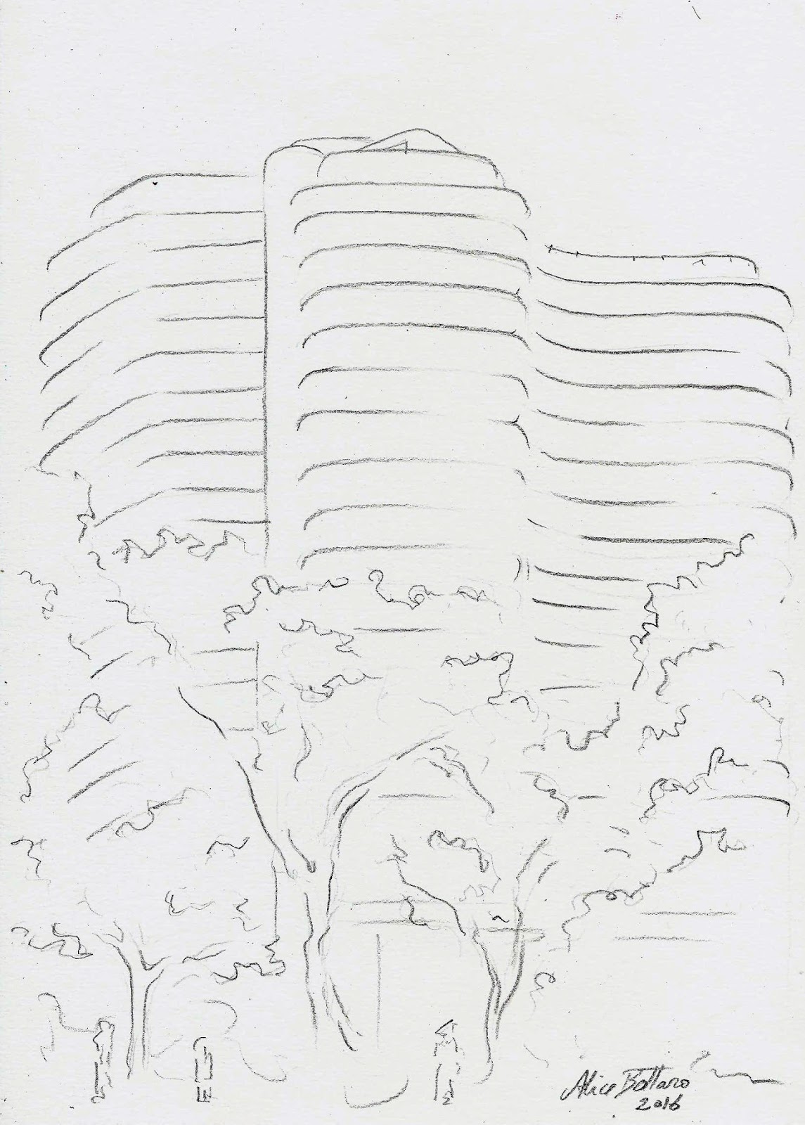 Alice Bottaro: Croqui Edifício Niemeyer Praça da Liberdade