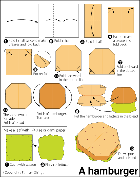 Hamburger - Easy Origami instructions For Kids