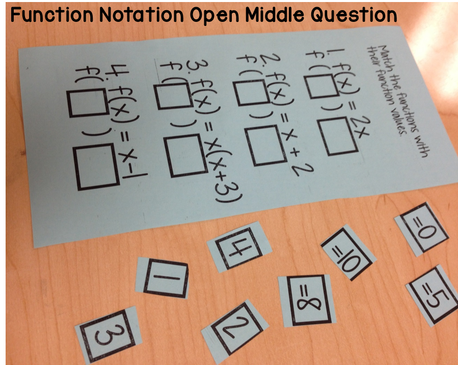 Math Dyal: Function Notation Drag and Drop/ Open Middle