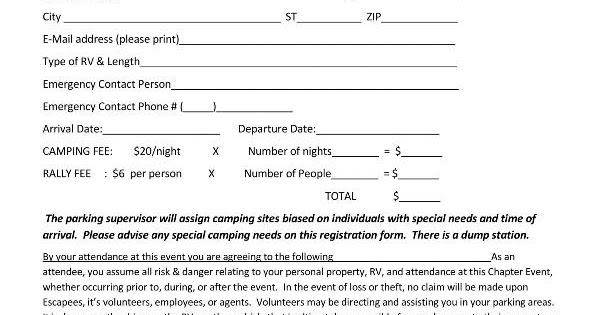 Escapees RV Club - Chapter #6 - Michigan Area: Rally Registration forms