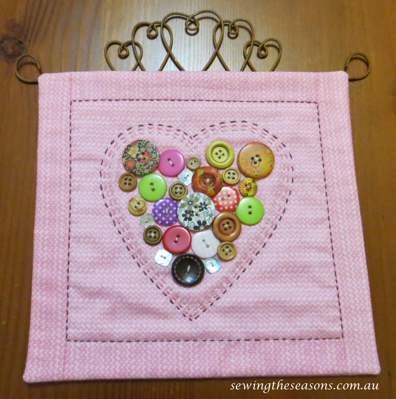 Sewing The Seasons: Tutorial - Button Heart Hangings