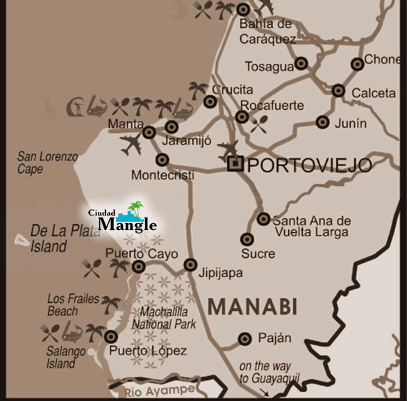 EXCLUSIVA URBANIZACION AL FILO DEL MAR MANTA: MAPA DE UBICACION
