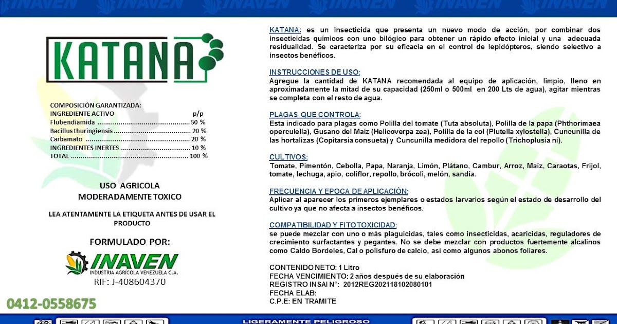 Voz Del Campo Agropecuario: KATANA - INSECTICIDA.