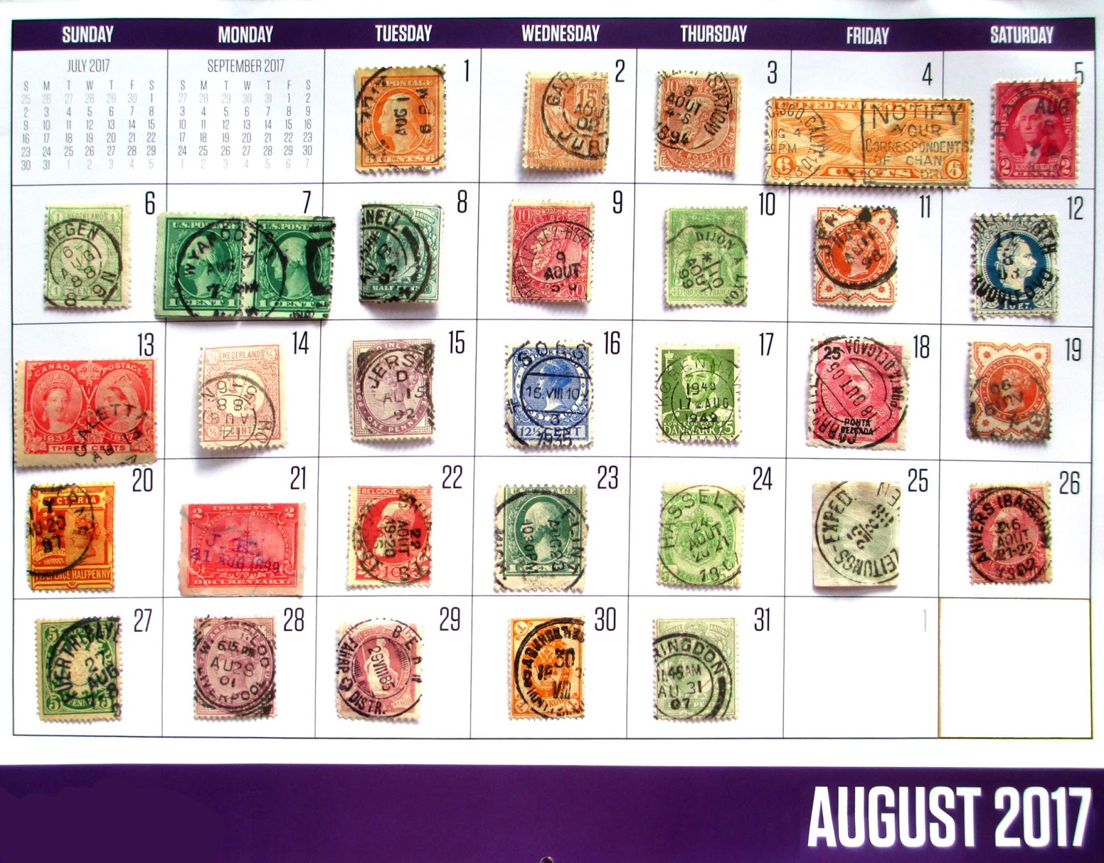 Big Blue 1840-1940: Kimble's August Postmark Calendar
