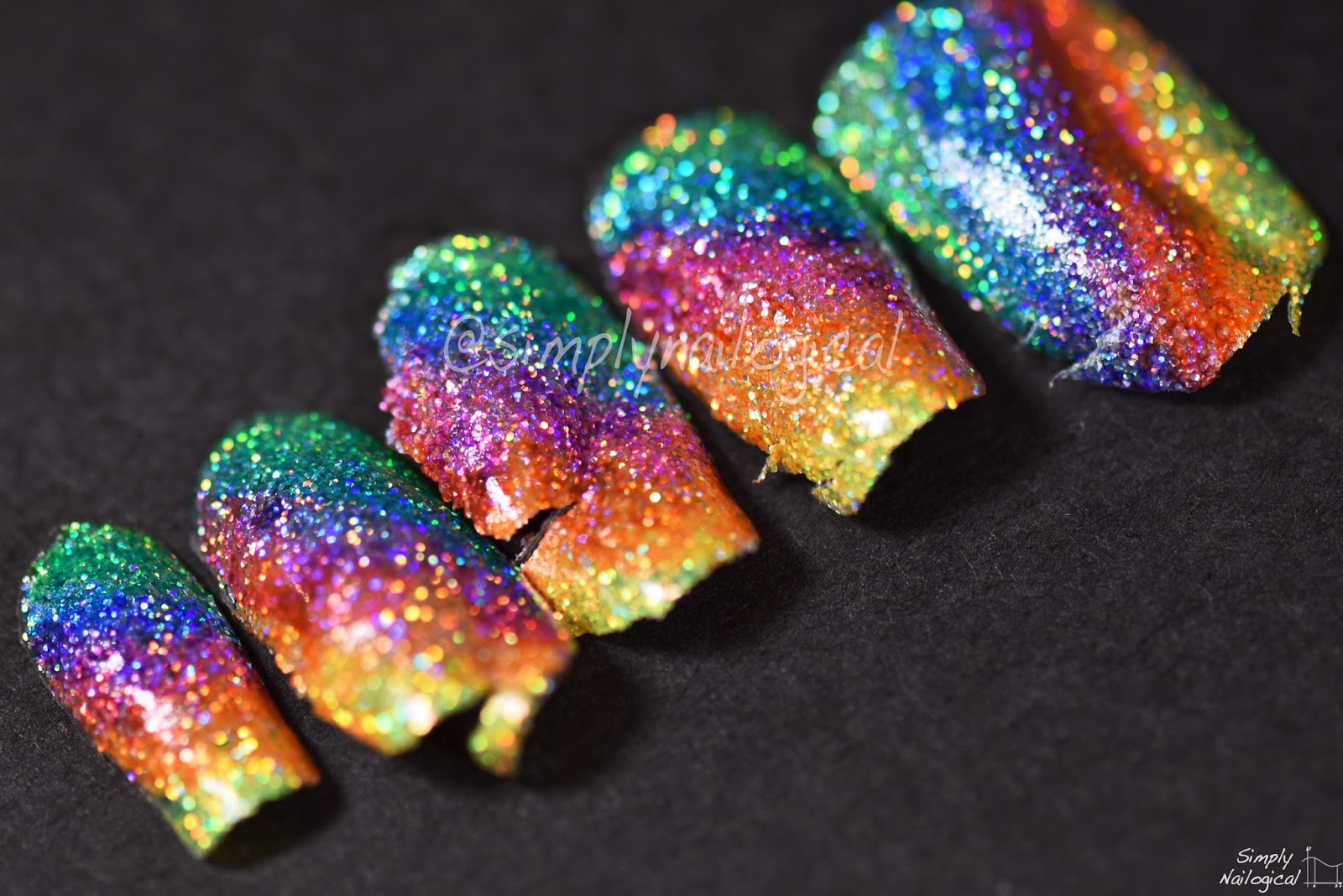 Simply Nailogical: Sparkly highlighter rainbow nail art