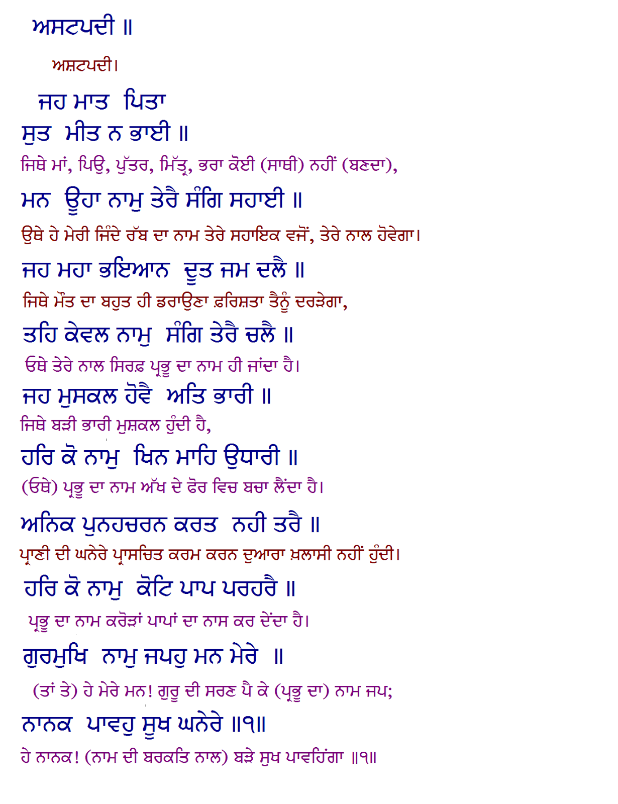 Sukhmani Sahib Arth 1 (Ashtpadi 2) ~ Mata Kaulan Ji Taksaal