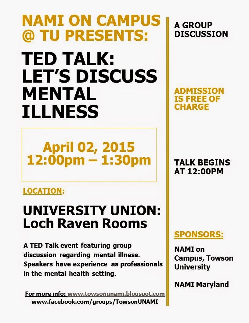 Towson University NAMI: Ted Talk Event 4-2!