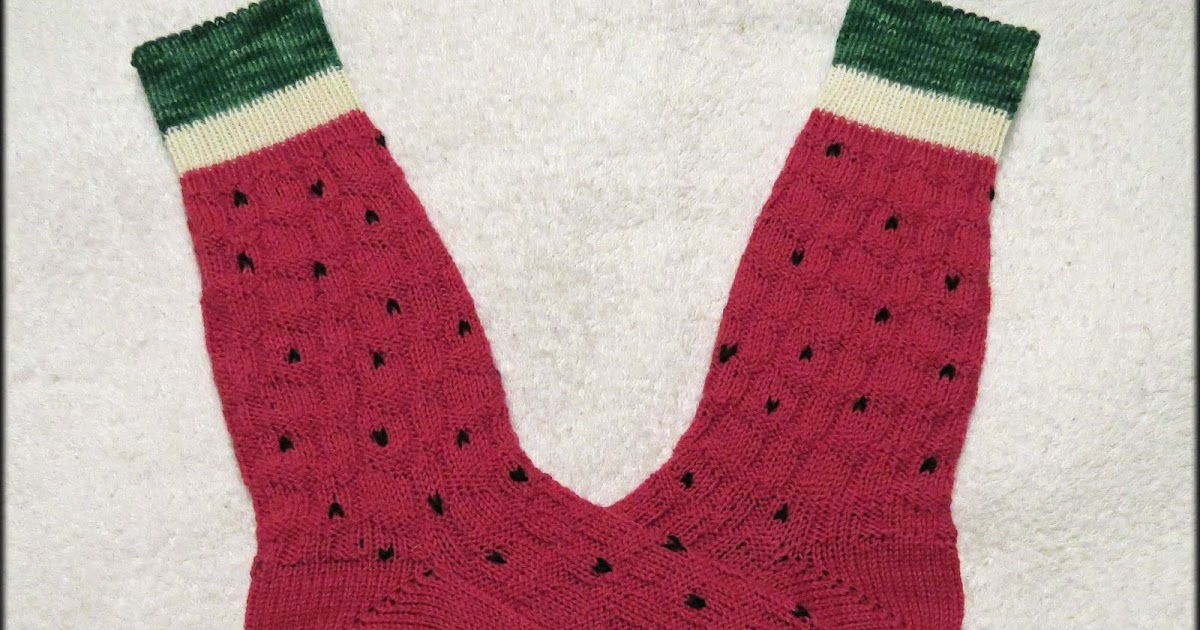 Slisen's Happy Place: Watermelon Socks, knit flat