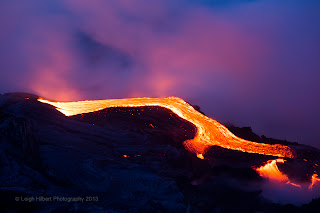 HAWAIIAN LAVA DAILY: Hawaiian molten lava continues from crater to sea