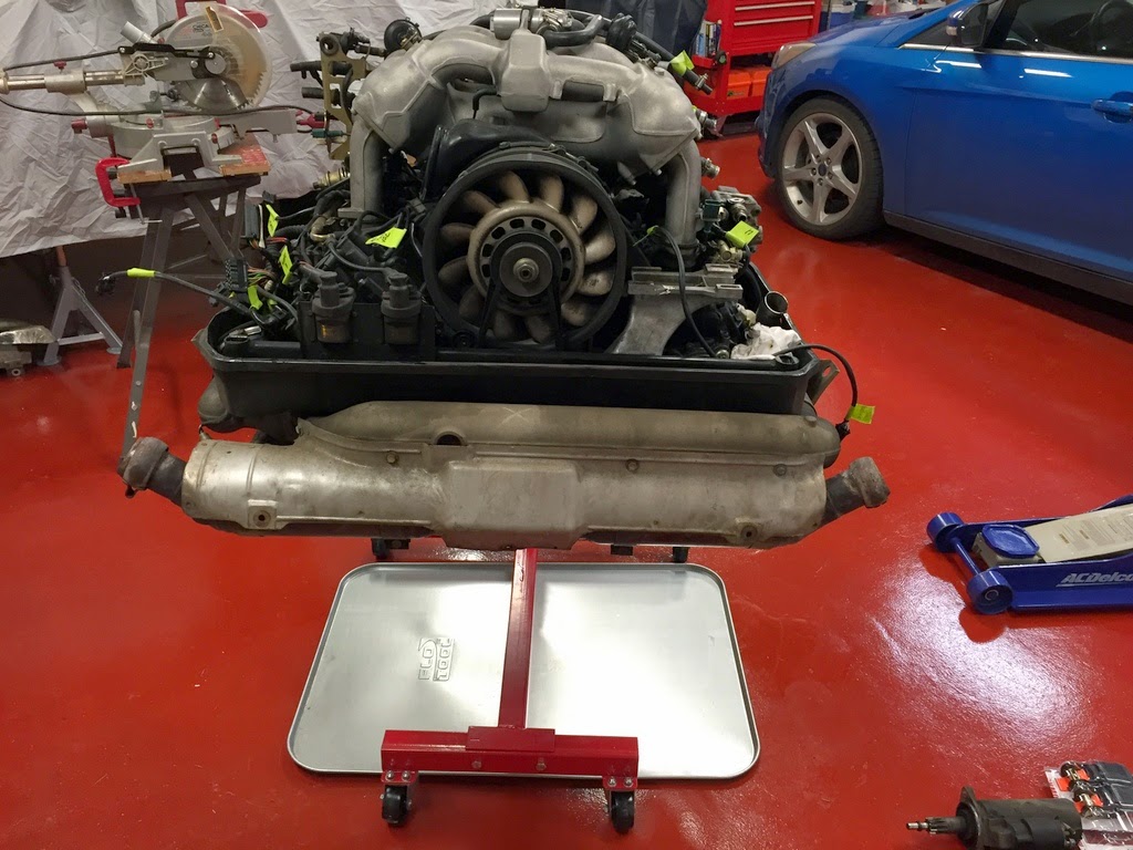 Two-Fourths Full: A Porsche 993 Blog: 993 Engine Drop: It's Out!