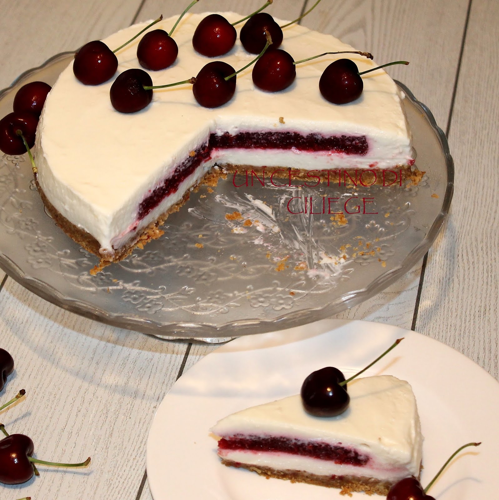 Un cestino di ciliege: Cheesecake con gelée alle ciliegie