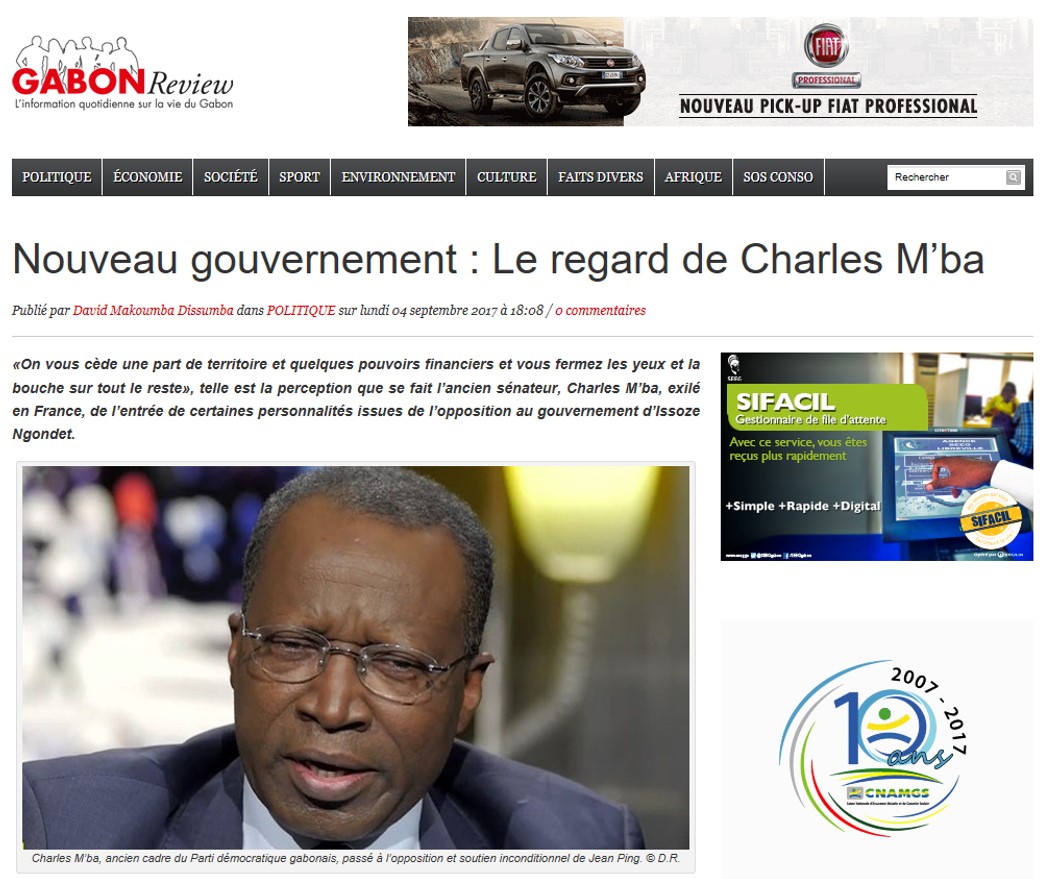 CHARLES MBA DESCRIBES TO US HOW POWER IS PERCEIVED IN GABON. CHARLES ...