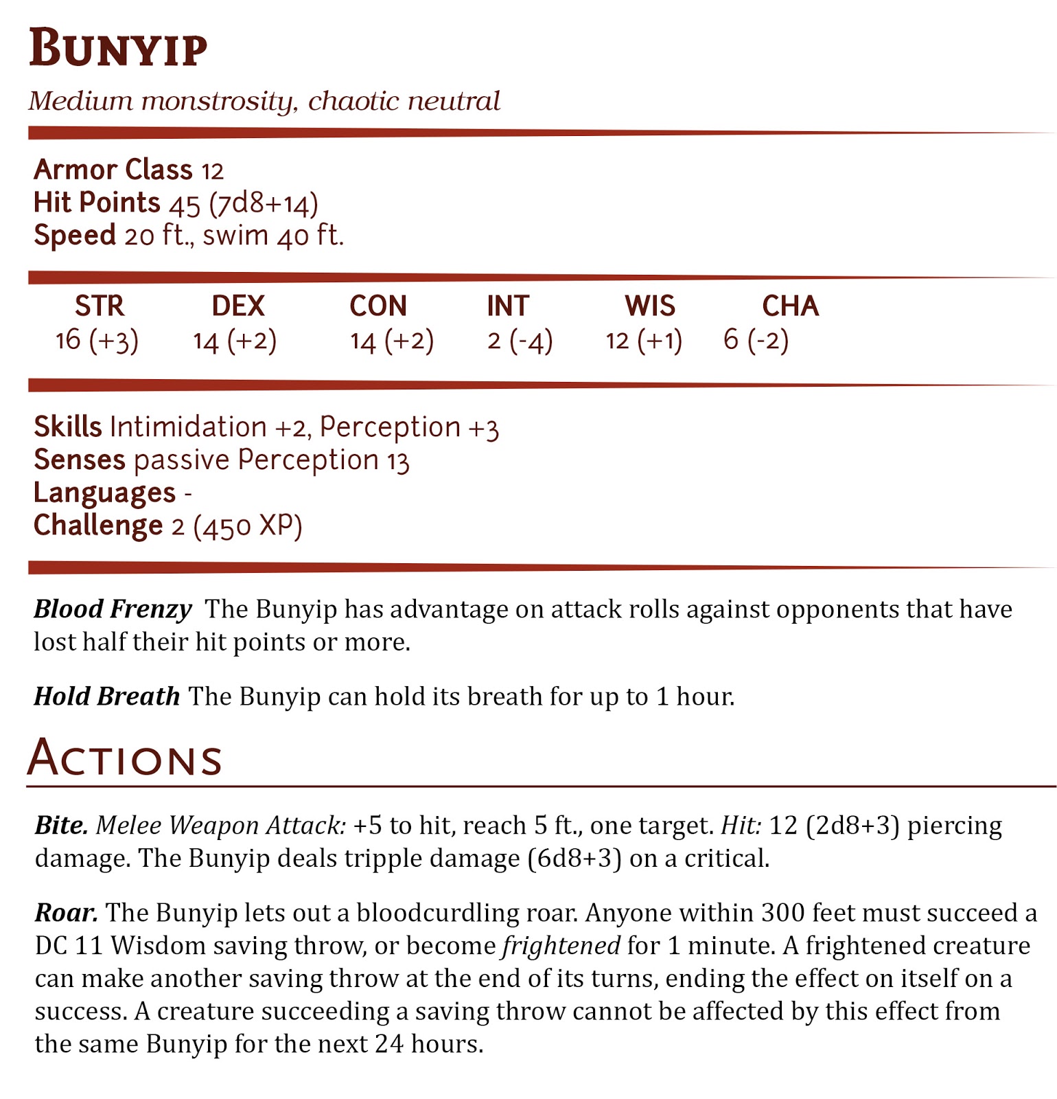 Inktober Monstrosities: B for Bunyip