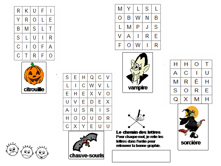Maternelle: Halloween, ordre sur les lettres