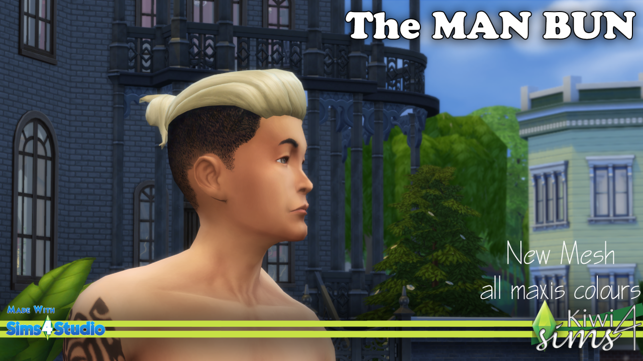 Sims 4 cc man bun with long hair - ponret