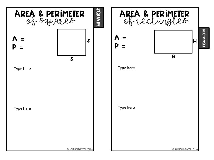 Editable Area and Perimeter Foldable | Mrs. Newell's Math