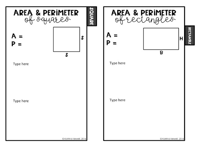 Editable Area and Perimeter Foldable | Mrs. Newell's Math
