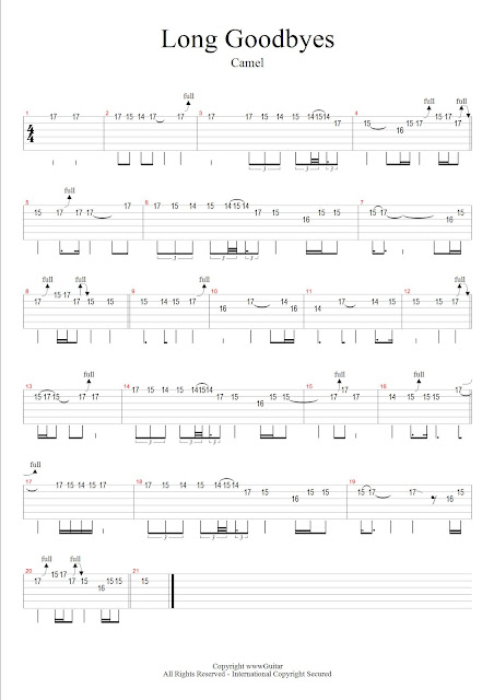 camel - long goodbyes (tab) score