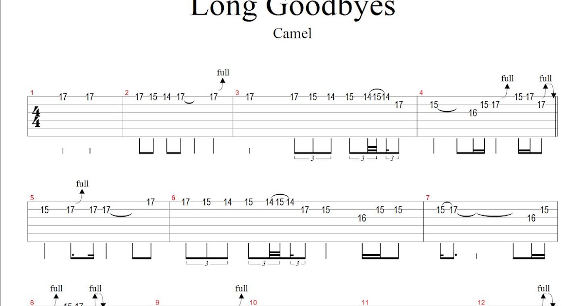 camel - long goodbyes (tab) score