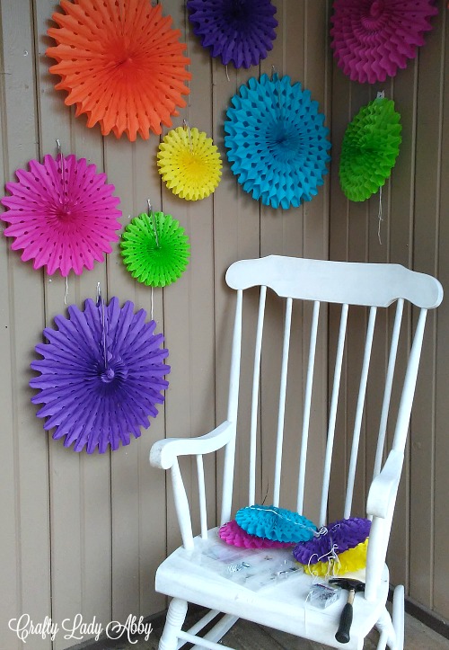 HOME DECOR DIY: Colorful Hanging Tissue Fans Wall Decor