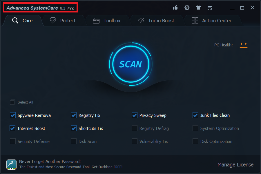 Advanced SystemCare PRO 8.3 with Serial Key License Direct links