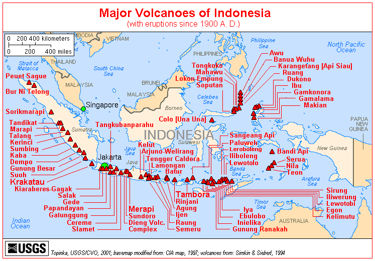 Volcanes de Oceanía.Mapas