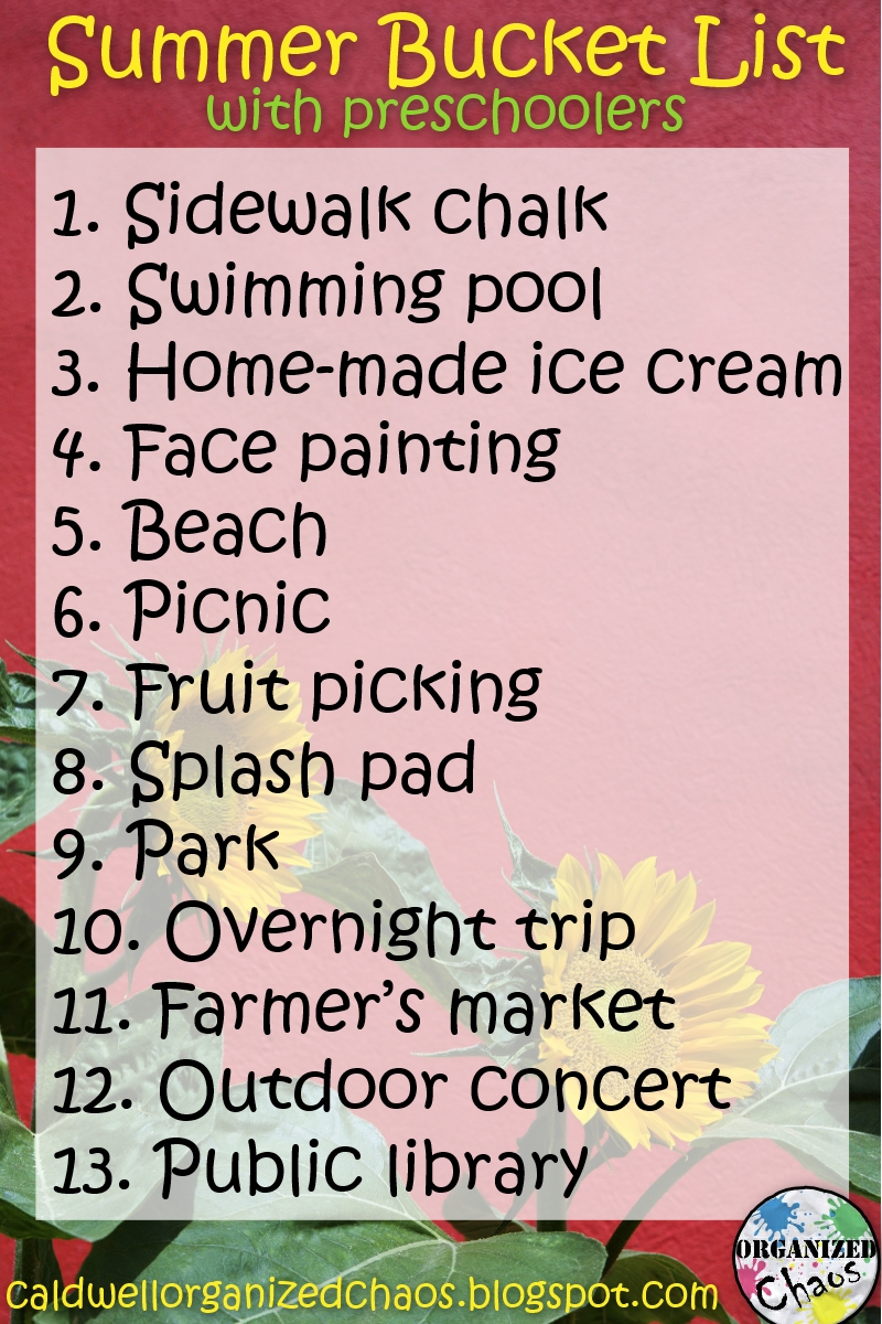 summer bucket list with preschoolers | Organized Chaos