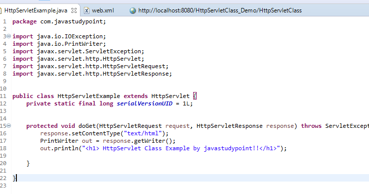 HttpServlet Class in Servlet explained with example - Javastudypoint