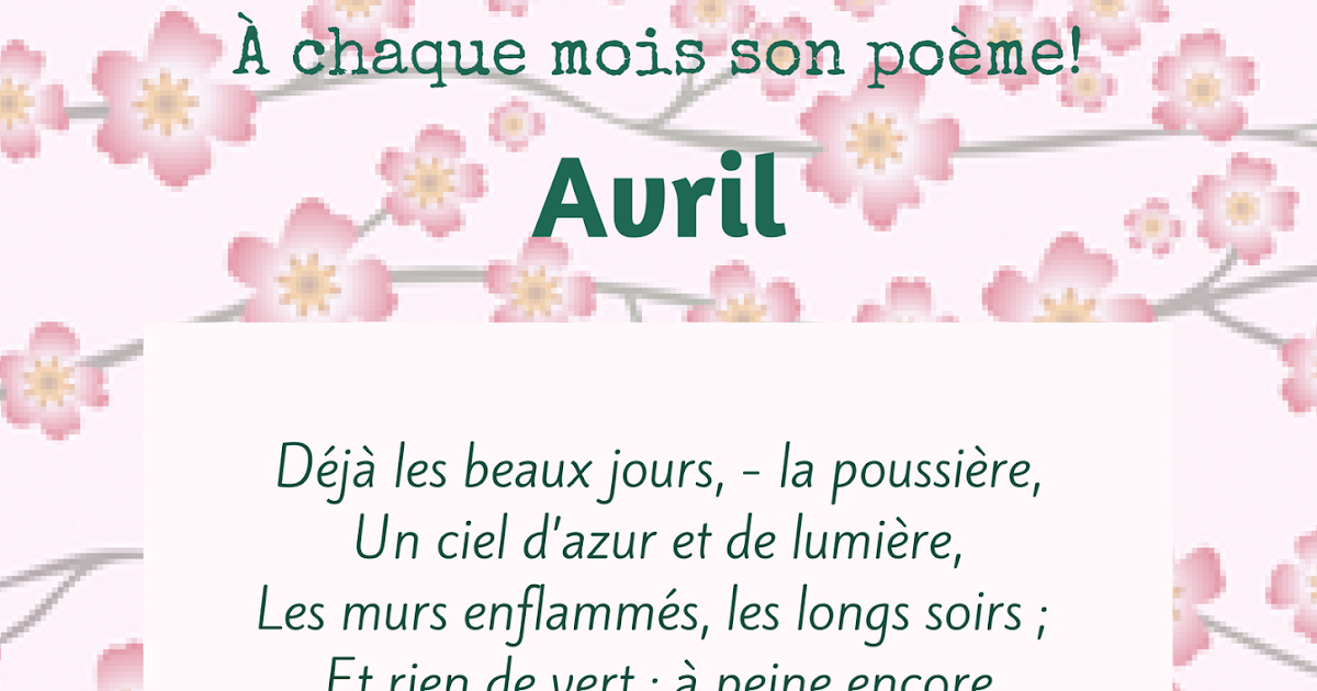 El Conde. fr: À chaque mois son poème! Avril