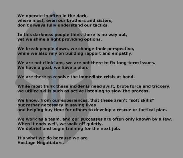 The Crisis Negotiator Blog: We are Hostage Negotiators