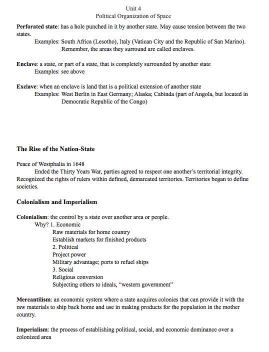 Roosevelt AP Human Geography: AP Test Study Guide-Unit 4 Political ...