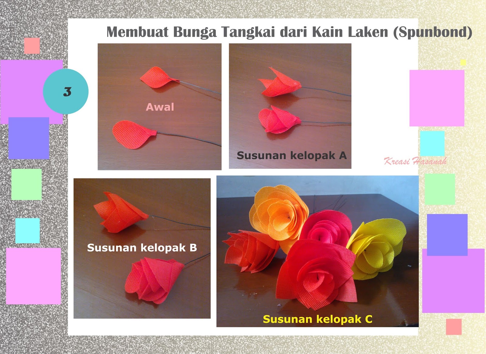 Bunga Tangkai dari Kain Laken (Spunbond)