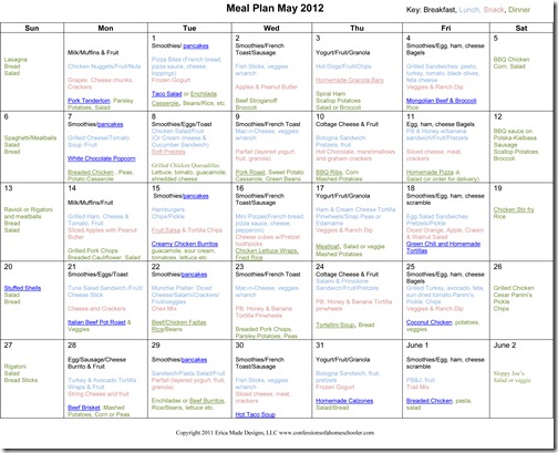 Our Families Adventure: Celebrating Domesticity: Menu Planning