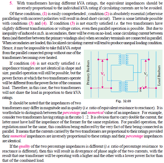 Transformer Parallel Operation Of Single Phase Transformers