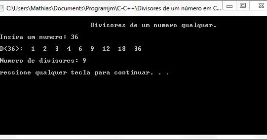 Programando em Pascal, C/C++ e Java: Divisores de um número em C/C++