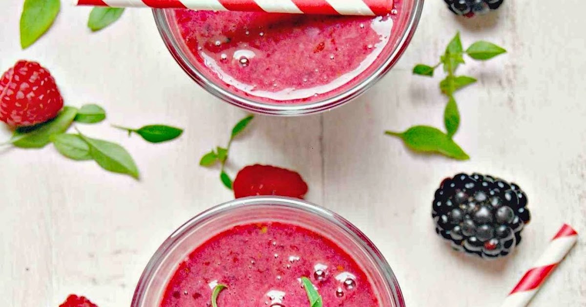 Smoothie aux fruits rouges, basilic et lait d'avoine