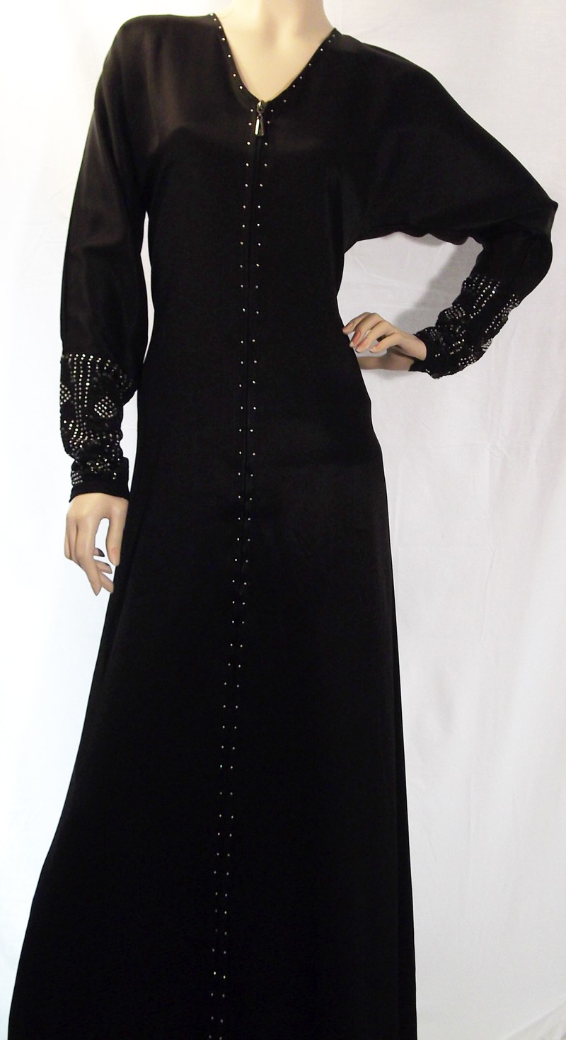 Satin Fabric Black Abaya - Women Satin Abaya ~ Ladies Fashion Style