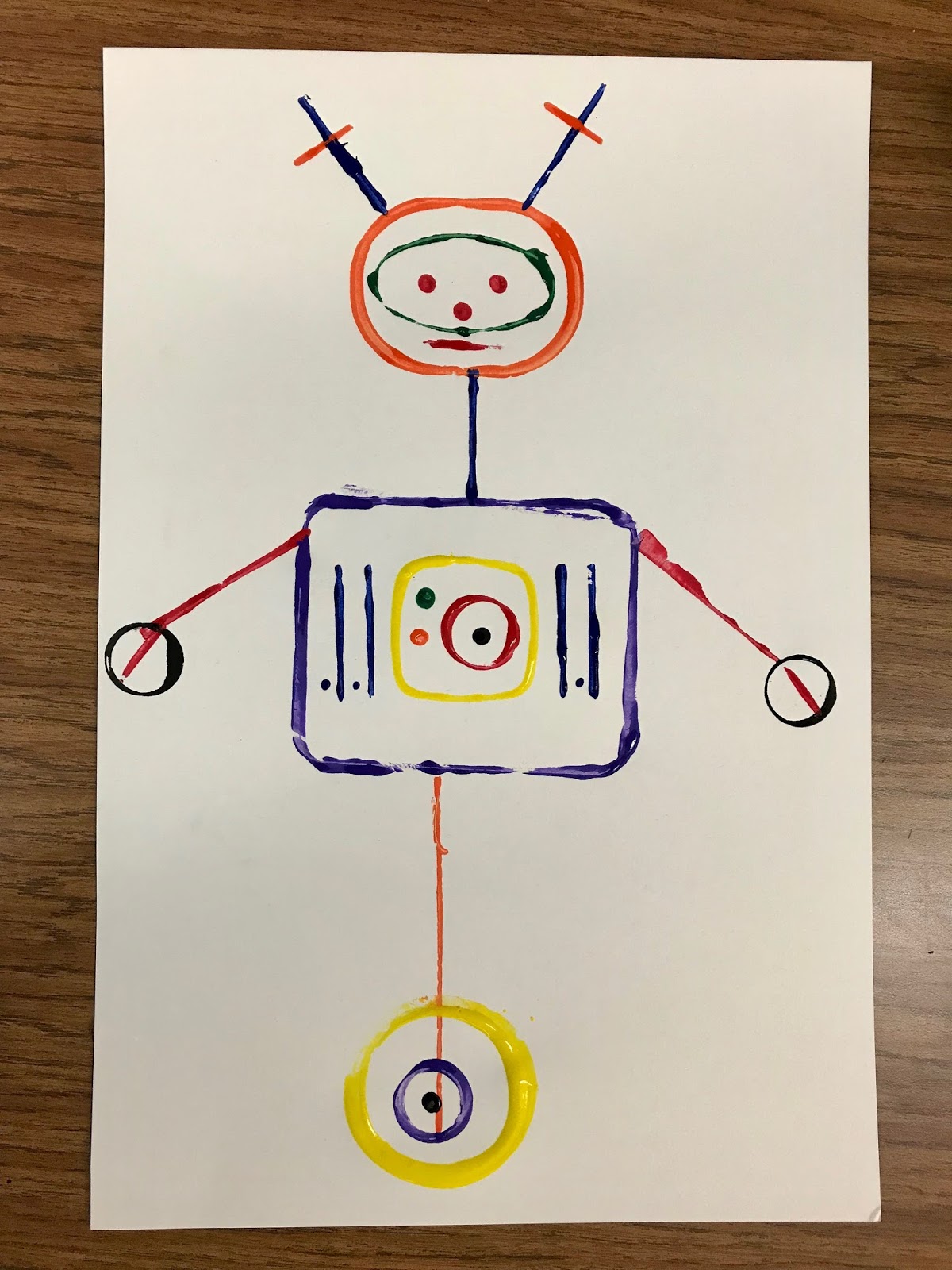 Kathy's Art Project Ideas: Recycle Printmaking Robot Art Lesson