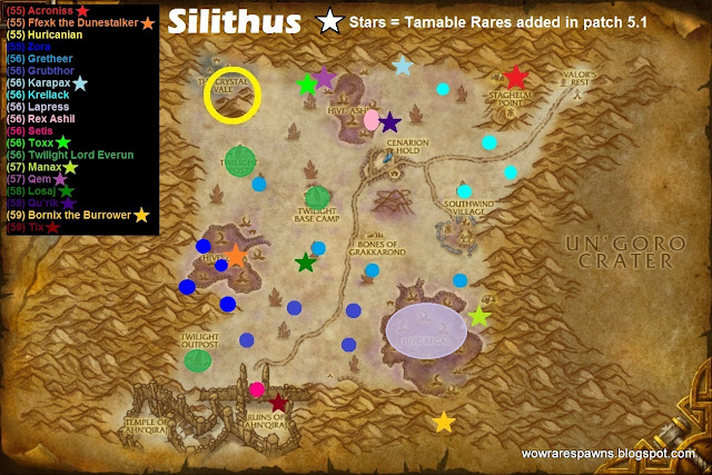 WoW Rare Spawns: Silithus Rare Spawns - Including Tamable 5.1 Rares