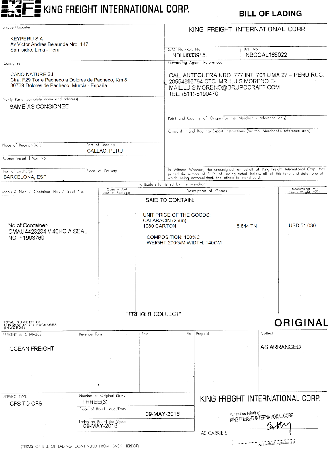 Exportando el Calabacín: Documentos de Exportación