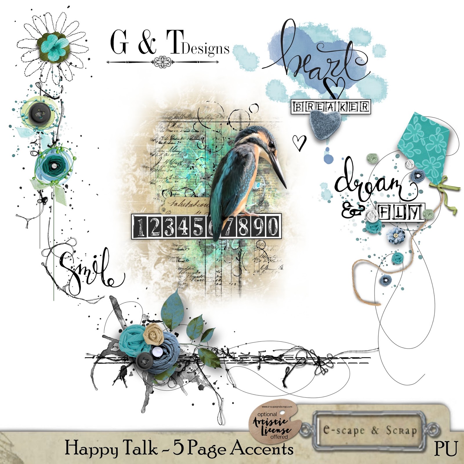 E-scape and Scrap: G&T Designs - Happy Talk & Freebie