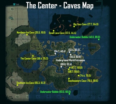 ARK: Survival Evolved - all cave locations, details - map