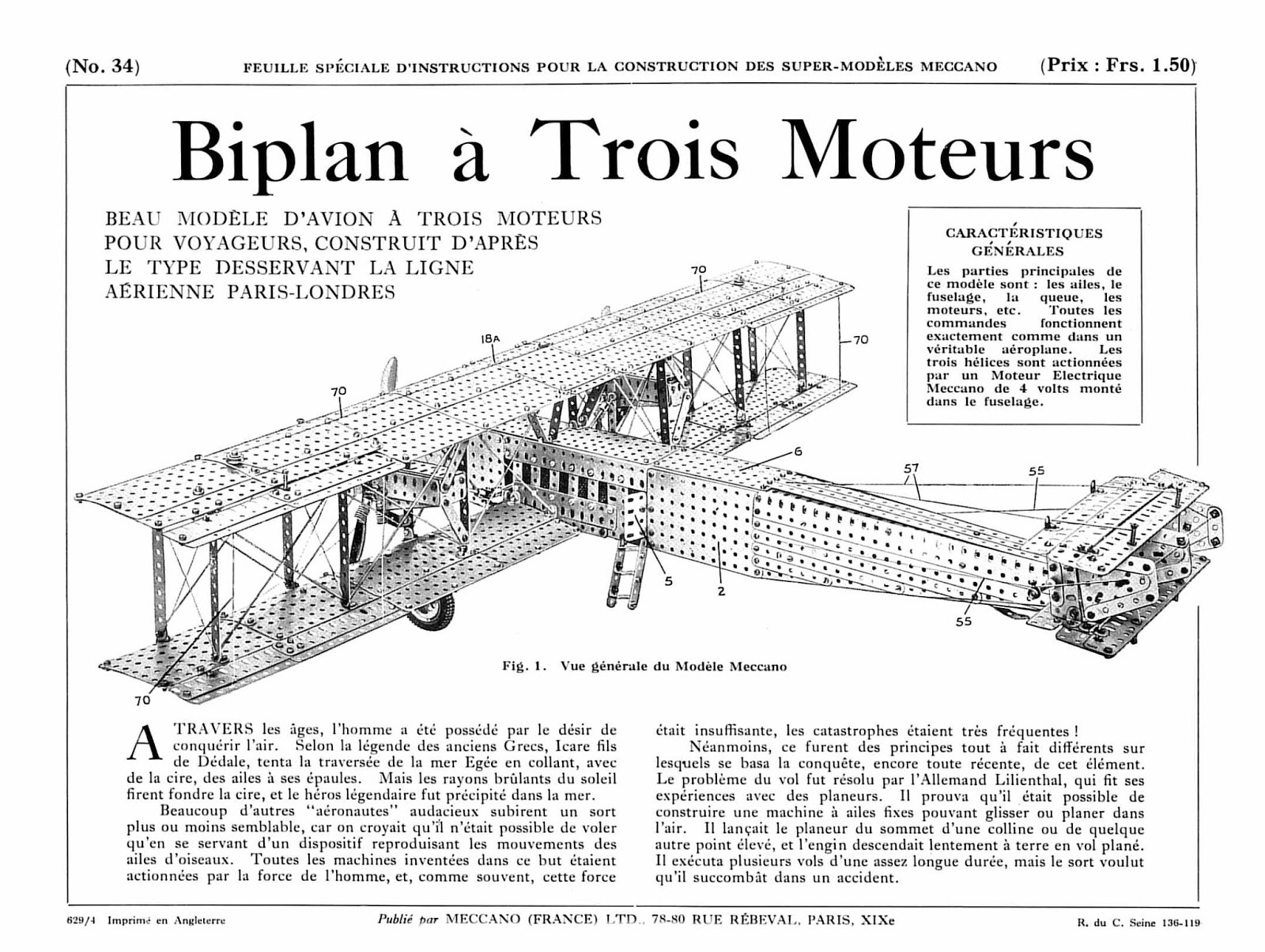 Meccano.Hobby: Biplan 3 moteurs