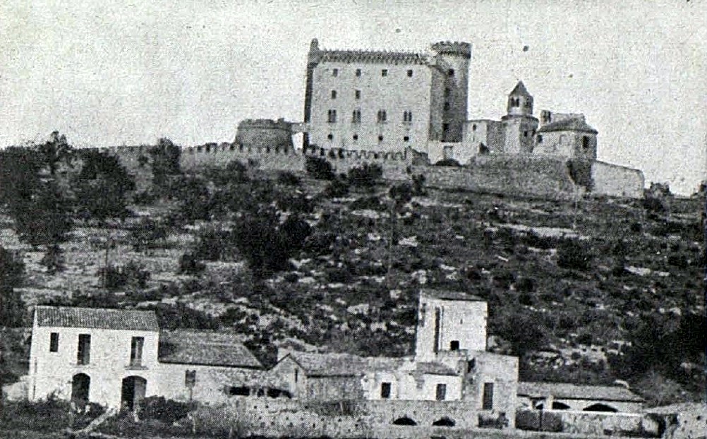 El castillo e Iglesia de Castelldefels entre el año 1900 y 1920