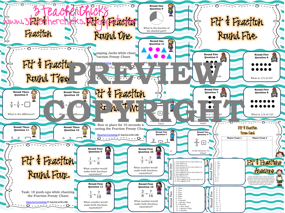 3 Teacher Chicks: Fraction Frenzy Pack-ed with Fun....A FREEBIE & a ...