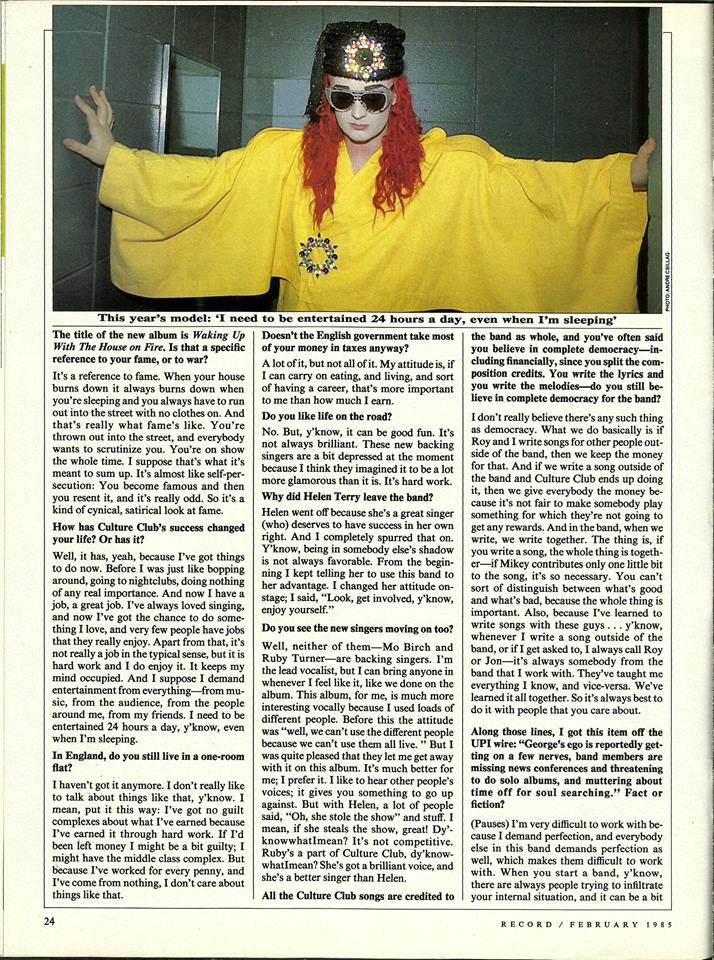 Top Of The Pop Culture 80s: Culture Club Record Magazine 1985