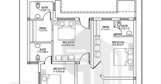 35×70 House plan, 7 Marla house plan, 8 Marla House Plan