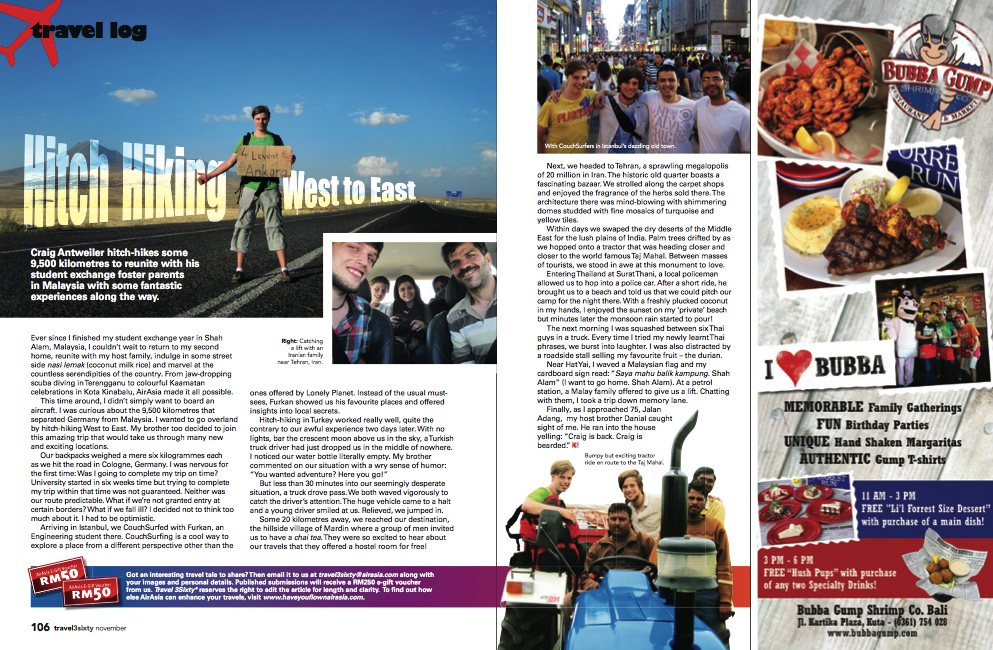 Thumbing Asia from West to East