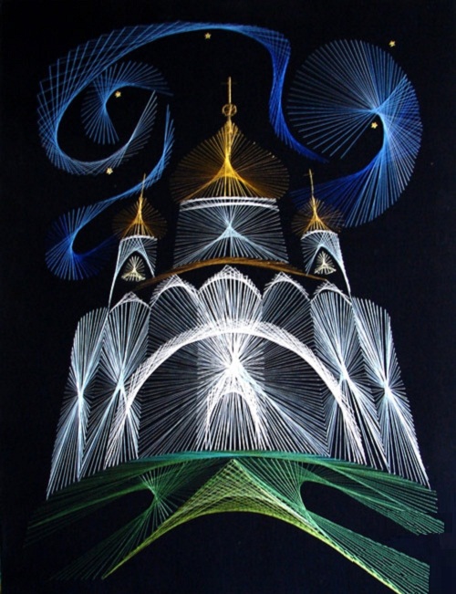 amazing string art by Olga Voronova ~ projects art craft ideas
